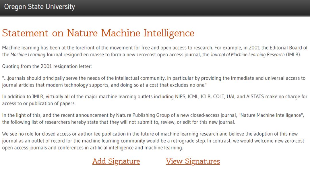 抵制Nature机器智能期刊，维护学界开放：百名学者签署联合声明_凤凰科技